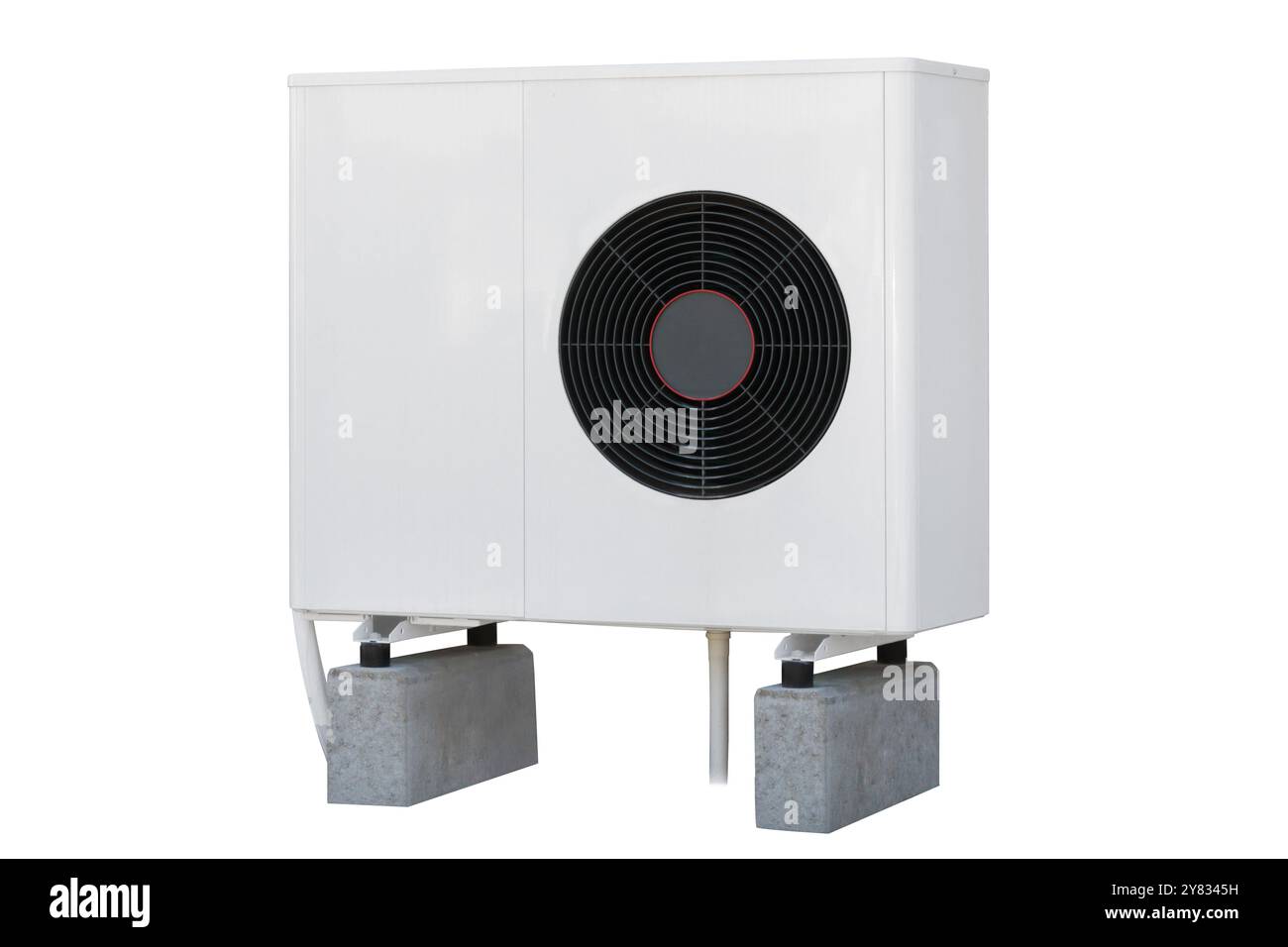 Modern outdoor heat pump unit on concrete base Stock Photo - Alamy