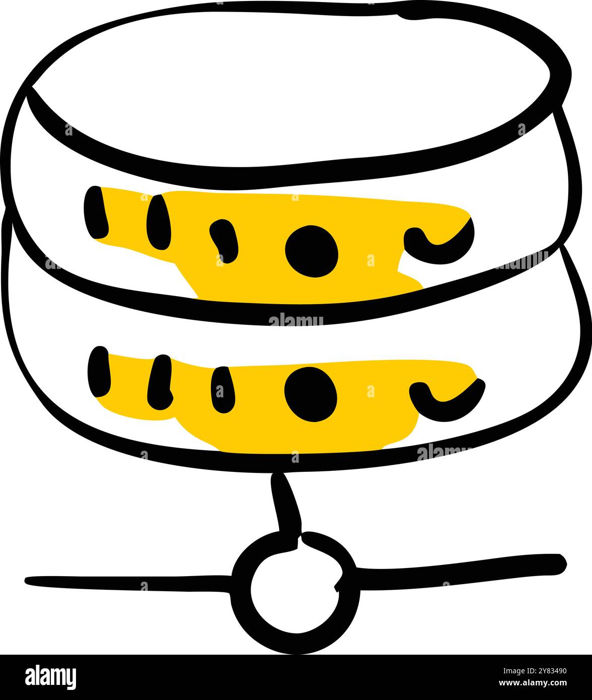 Hand drawn icon depicting a data server with two disks and a network ...