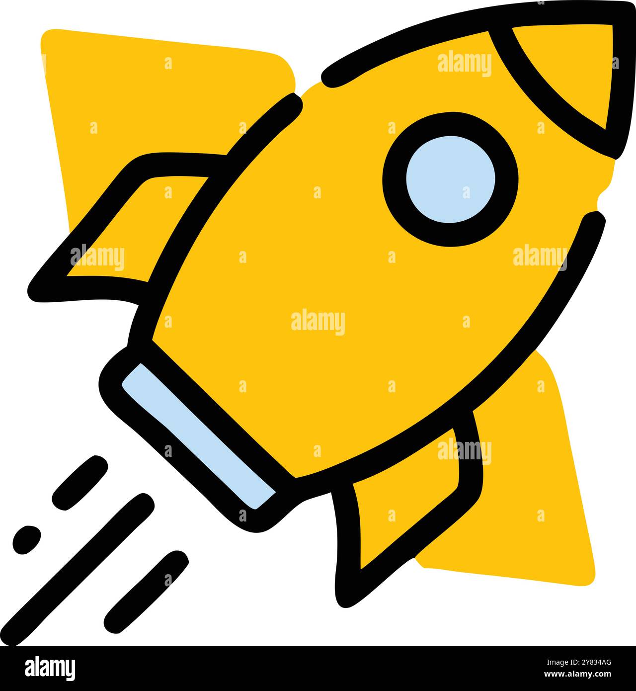 A bold and colorful cartoon rocket icon. perfect for illustrating ...