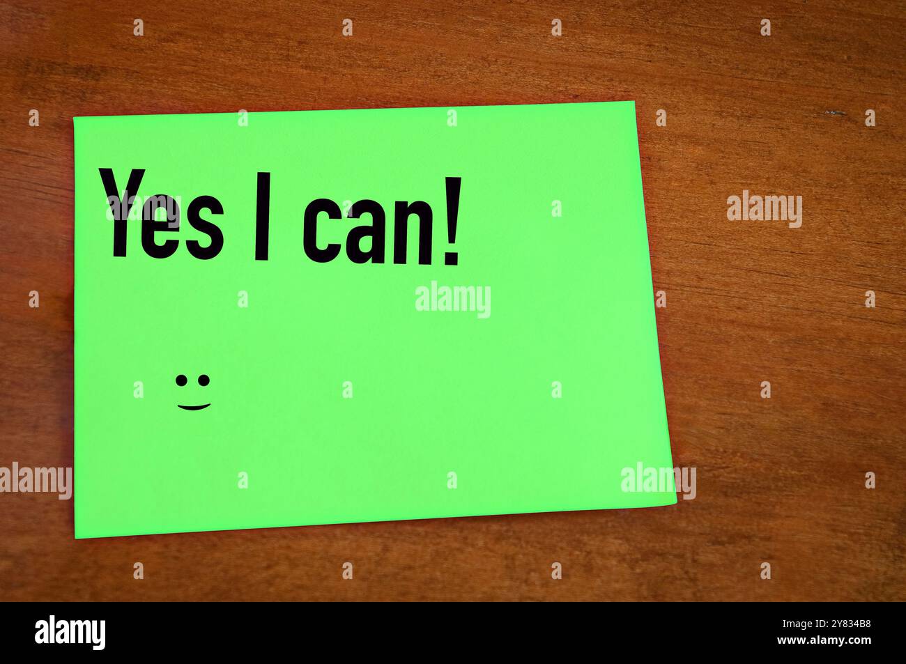 Note to encourage yourself: Yes I can Stock Photo - Alamy