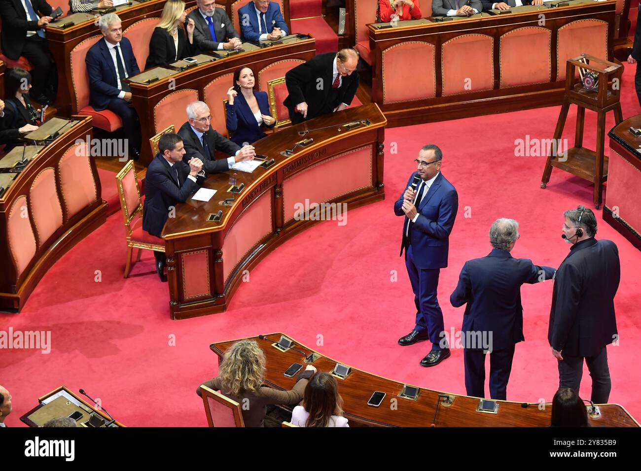 Rome: Senate Hall. 100 years of Radio in Italy. In the photo: Umberto ...