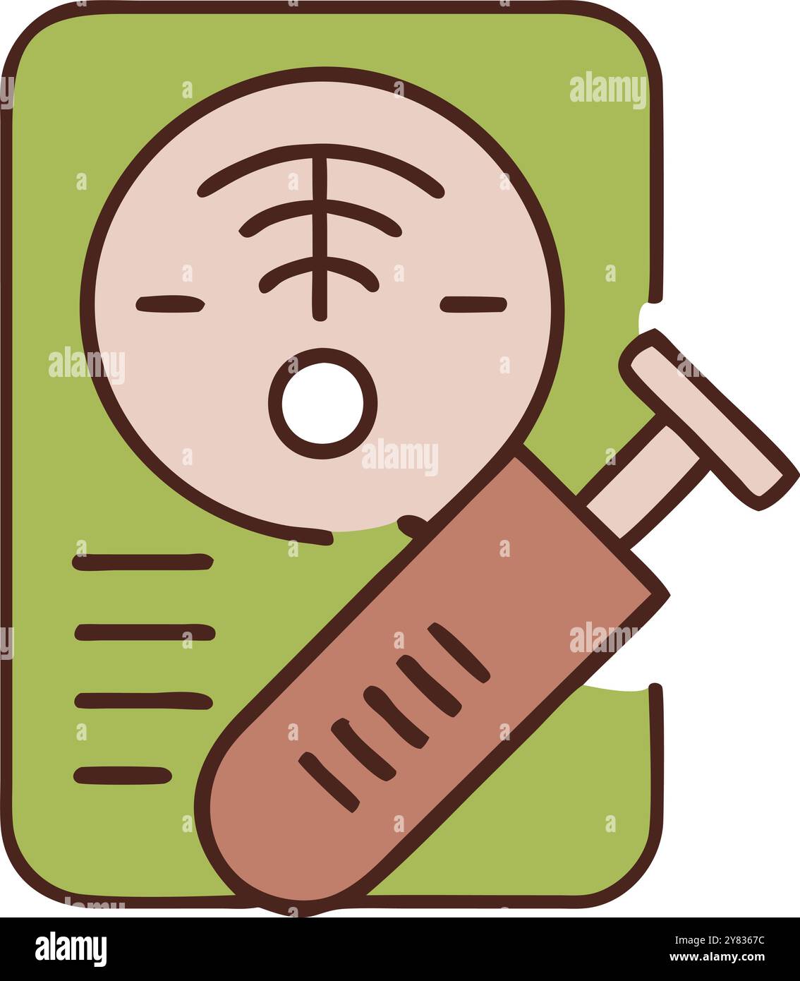 A minimalist. colorful icon depicting a hard drive with a USB stick ...