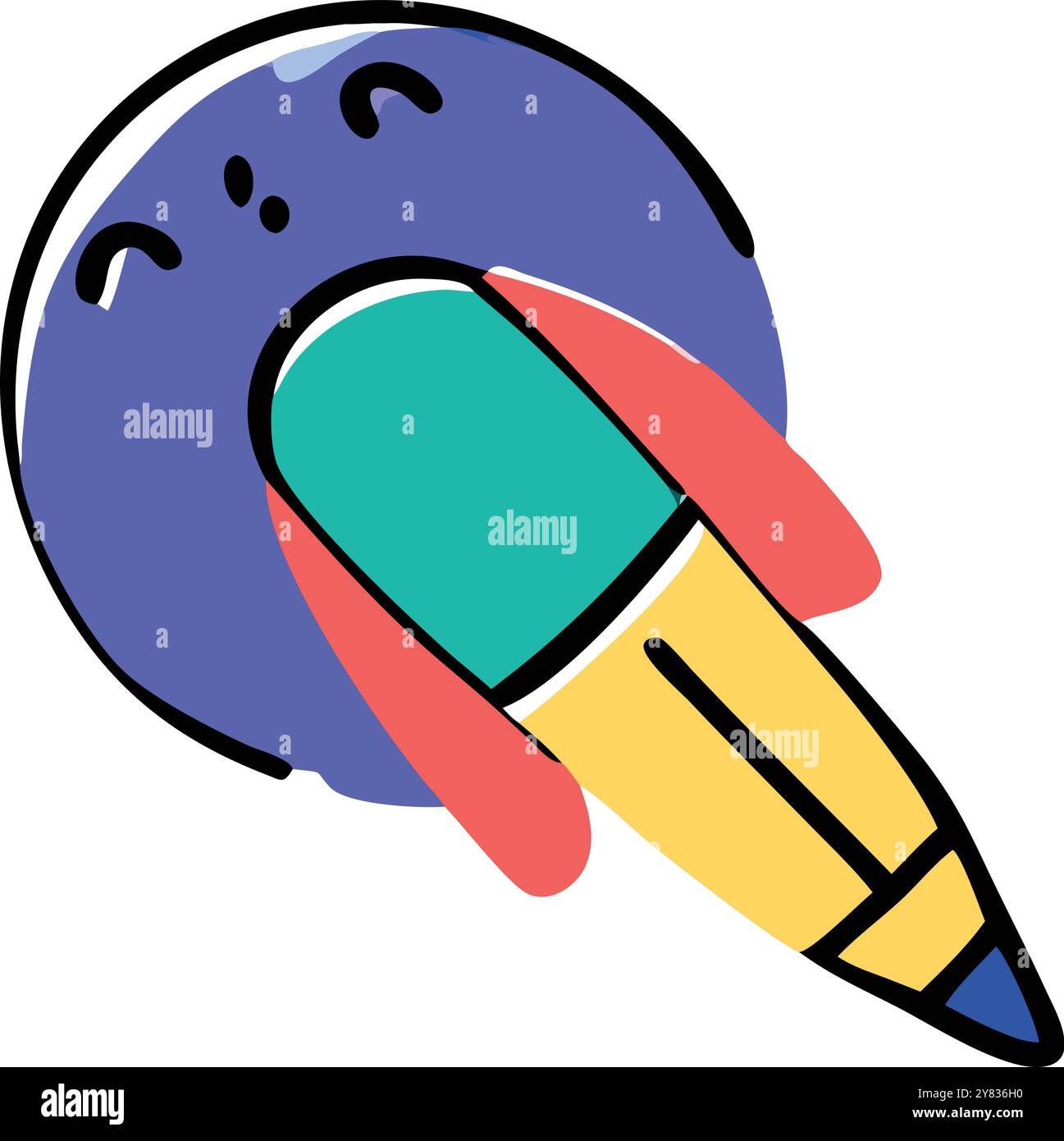 Cute. cartoon pencil shaped like a rocket. perfect for illustrating ...