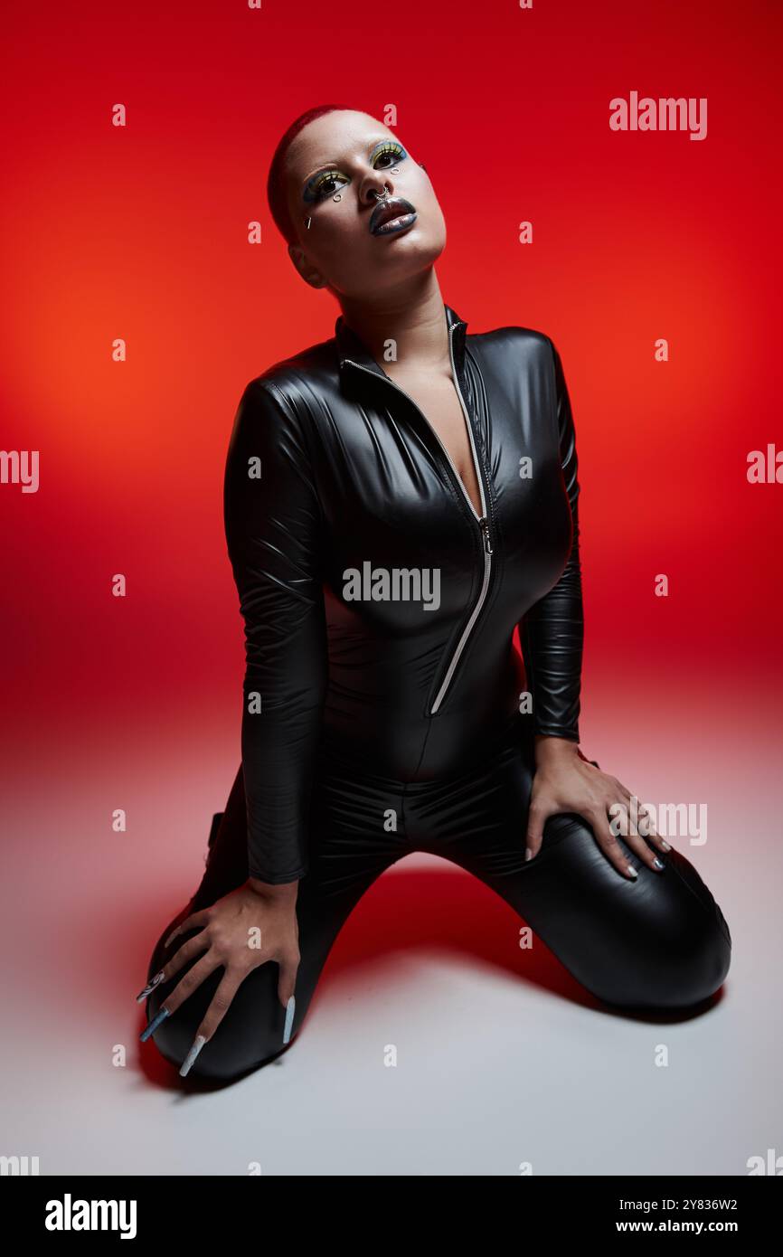 This striking individual showcases her daring fashion sense in a ...