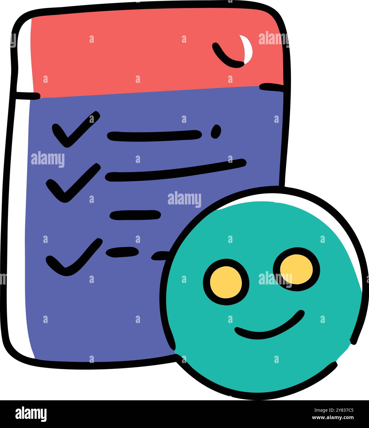 A cheerful cartoon illustration of a checklist with completed tasks and ...