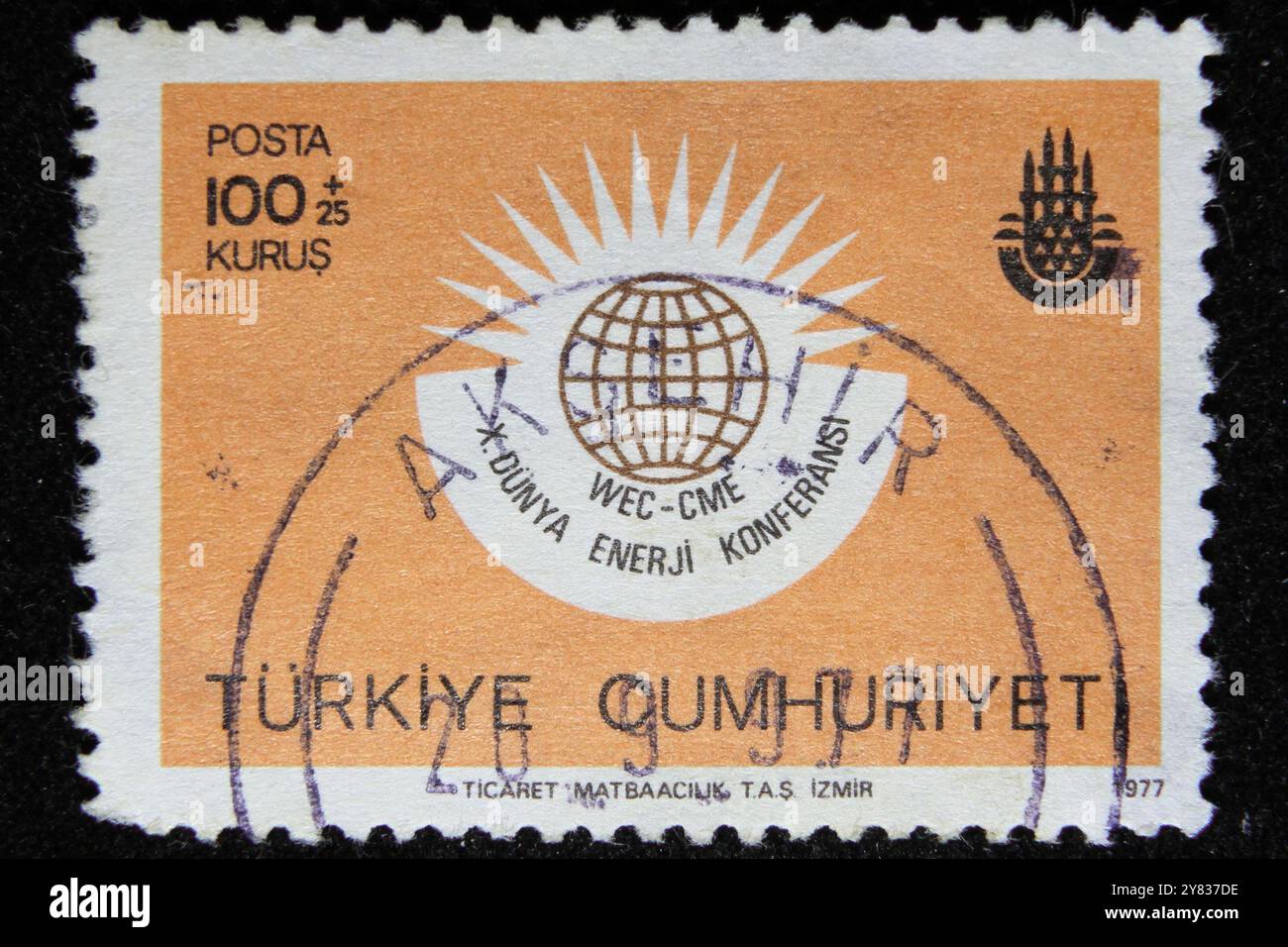 ISTANBUL, TURKEY - DECEMBER 25, 2020: Turkish stamp shows World Energy ...