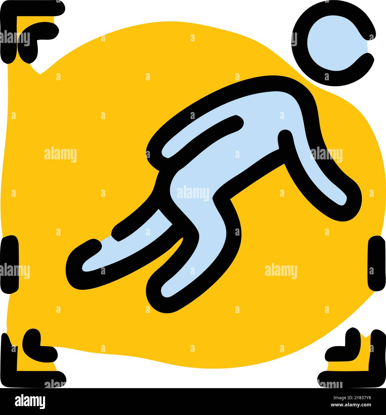 A simple and modern icon depicting a stick figure falling within a ...