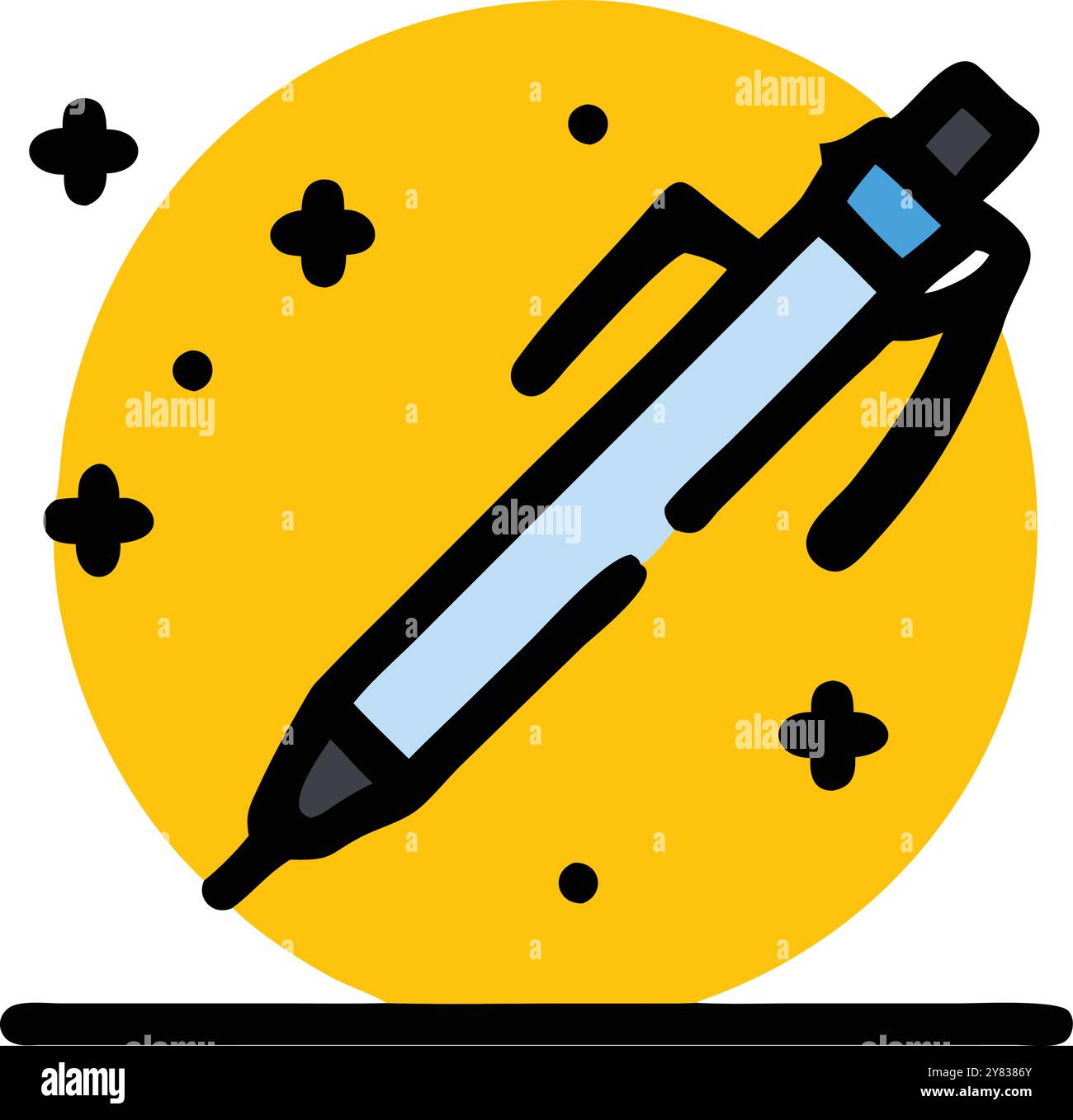 A simple. yet eye catching vector illustration of a pen hovering above ...