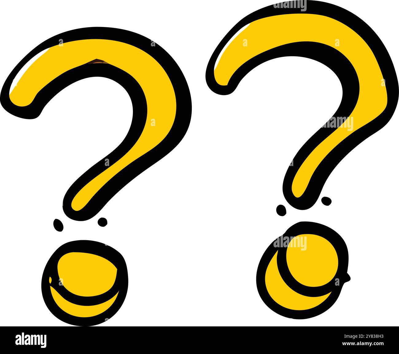 Hand drawn cartoon question marks in bold yellow and black. Perfect for ...