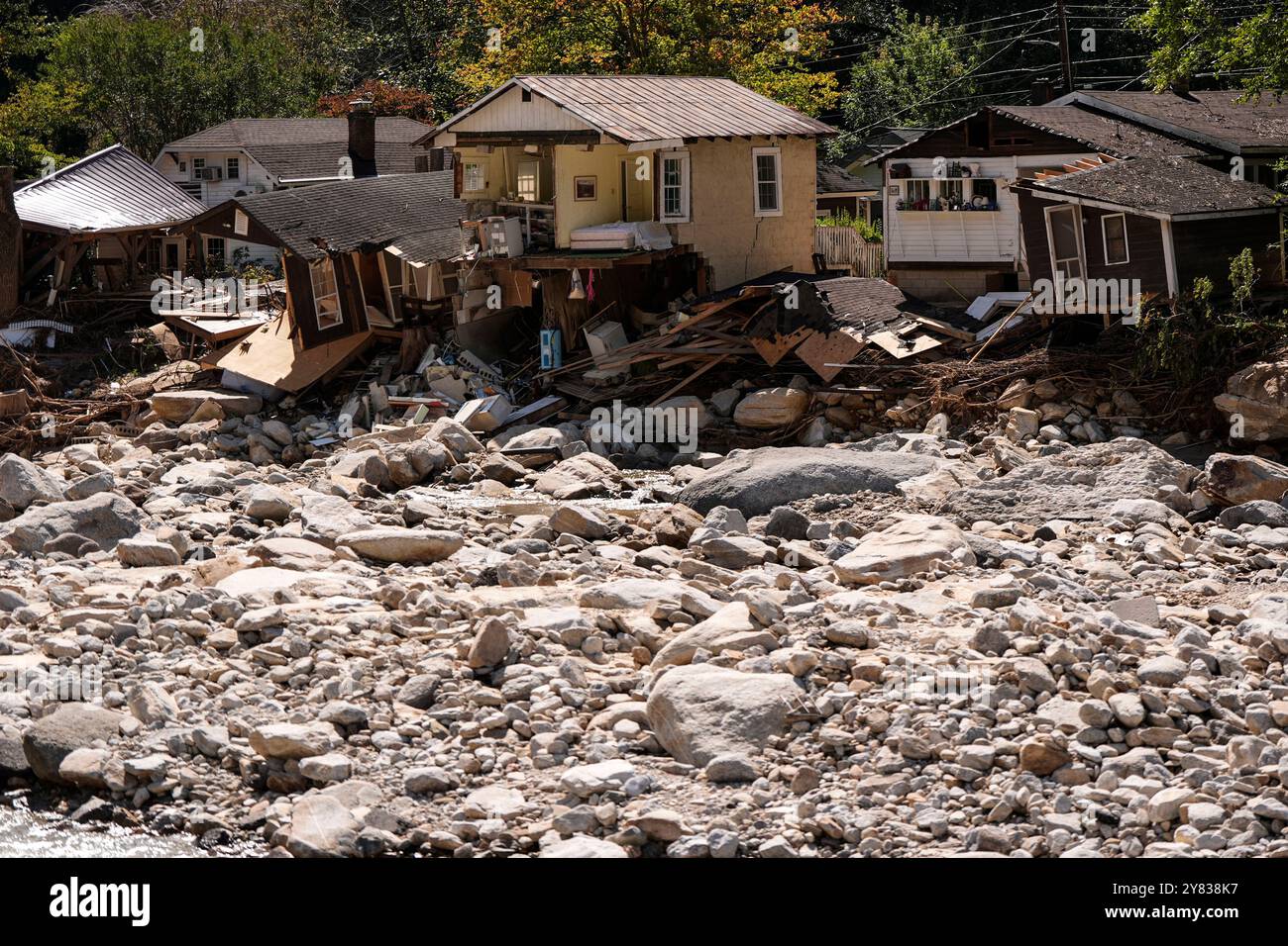 Homes are seen in the aftermath of Hurricane Helene, Wednesday, Oct. 2 ...