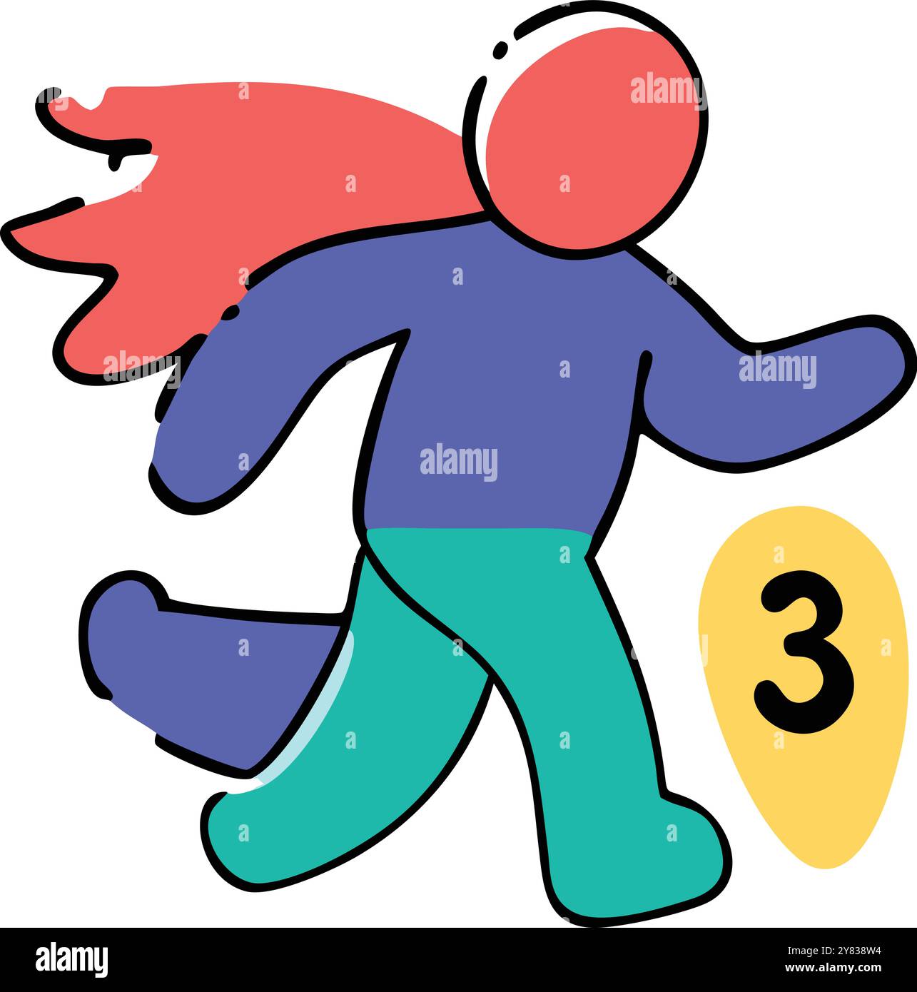 A colorful and playful illustration of a stick figure running with a ...