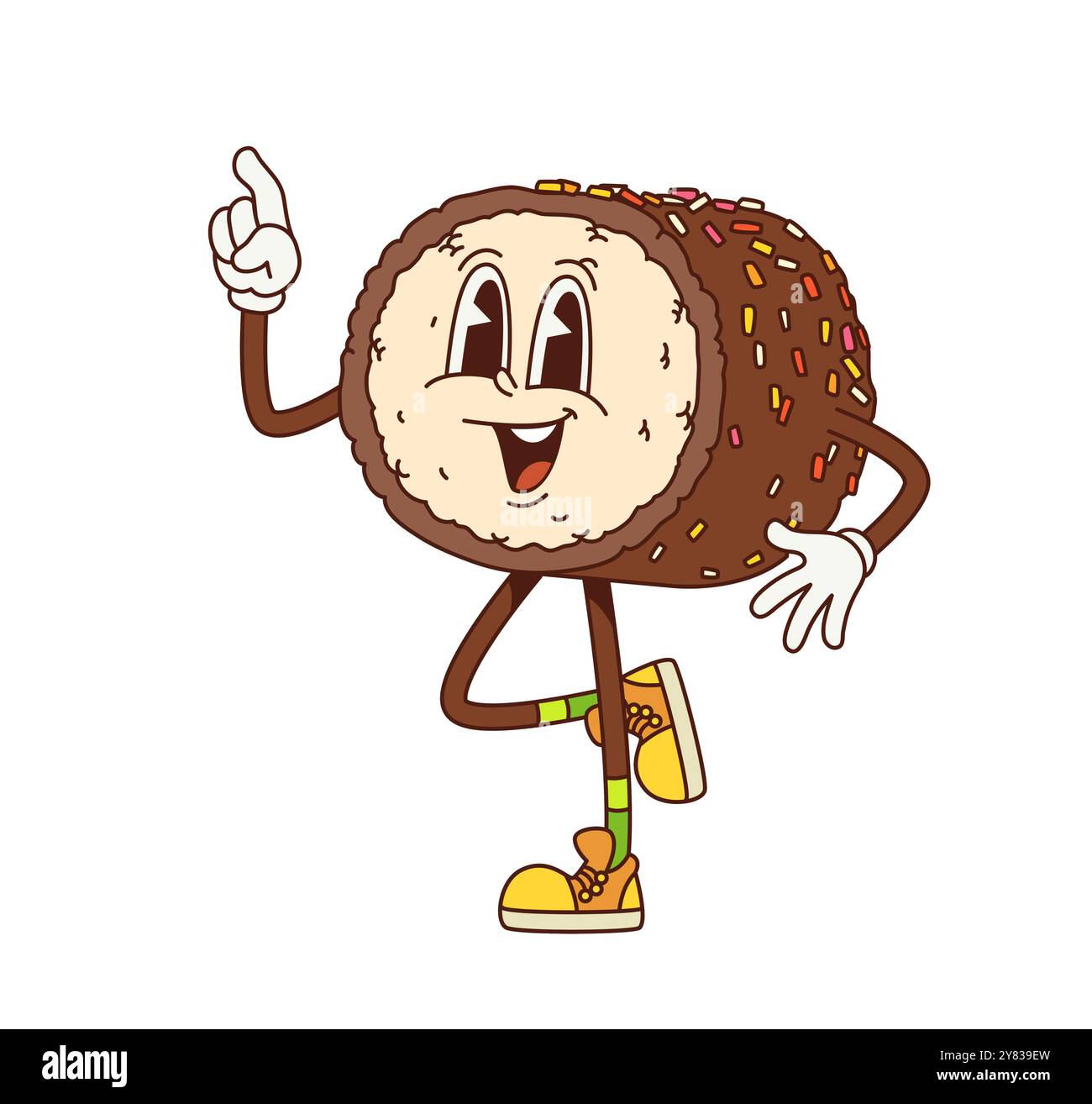 Cartoon retro groovy japanese chocolate namagashi dessert character ...