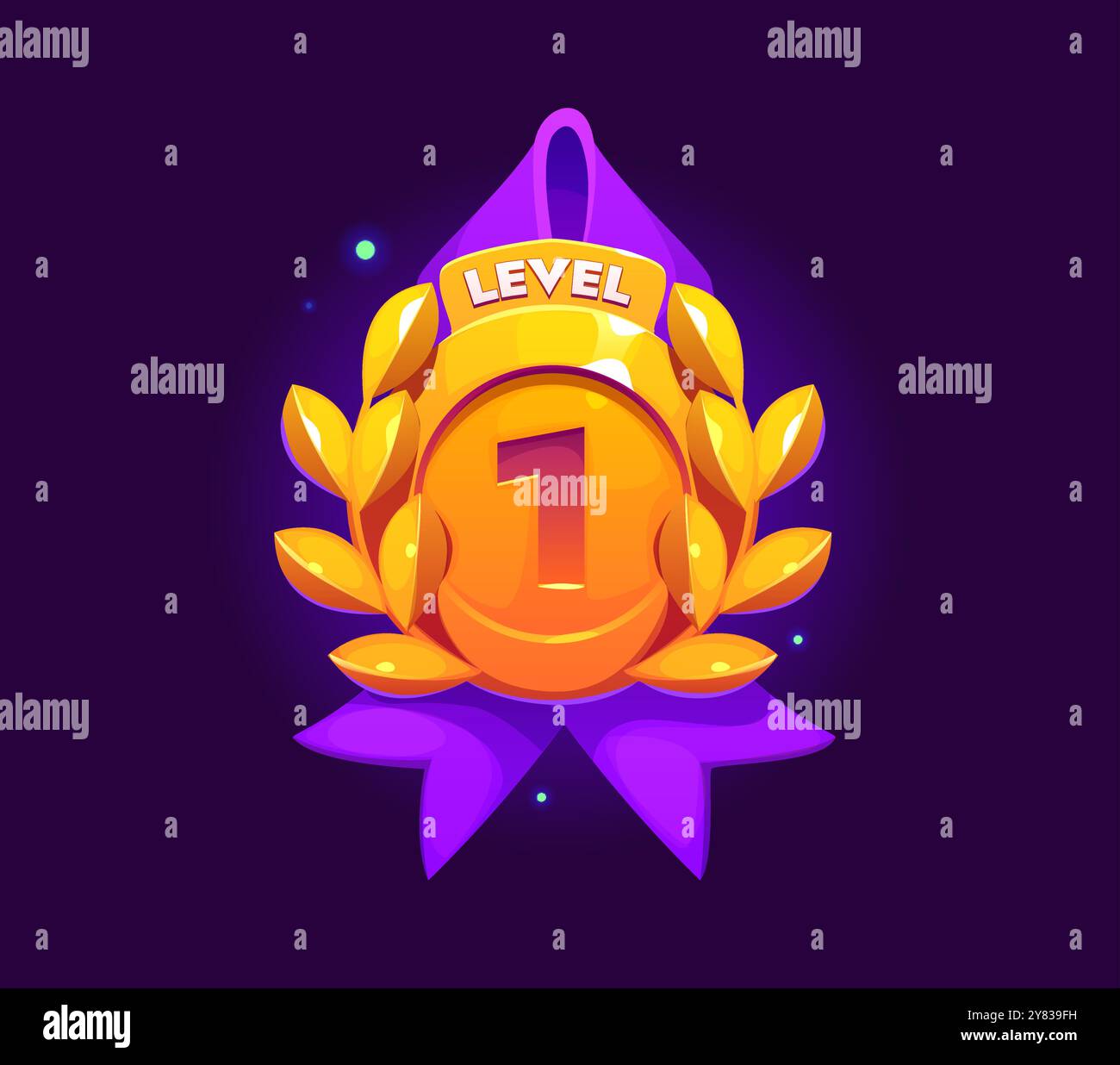 Game rank level up badge icon, victory shield adorned with laurel ...