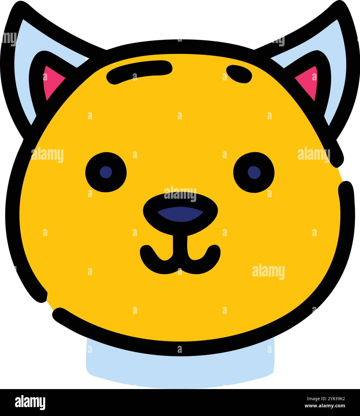 Cute cartoon cat head with big eyes and a friendly smile. Perfect for ...