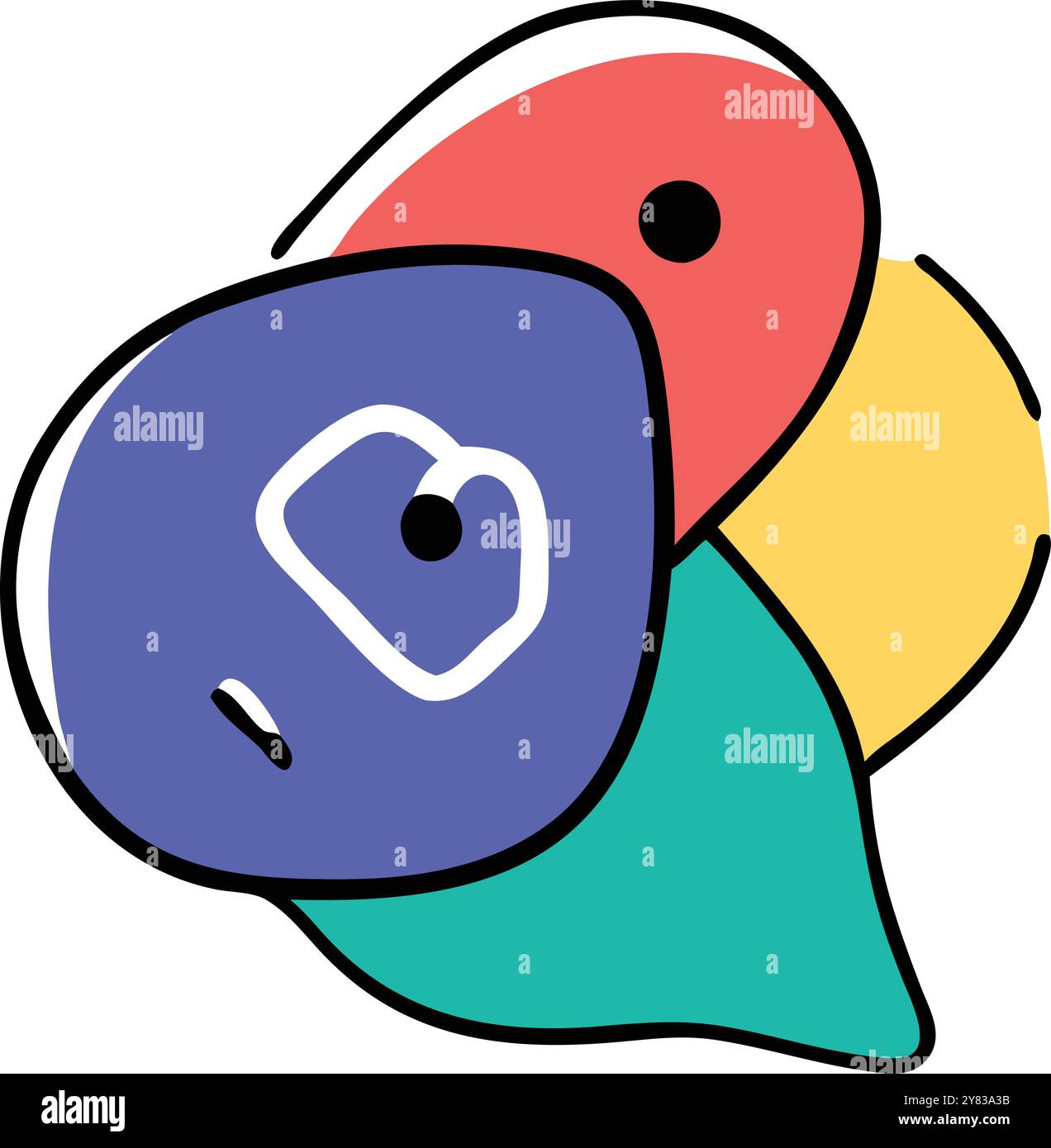 Abstract icon featuring four colorful. overlapping shapes with black ...