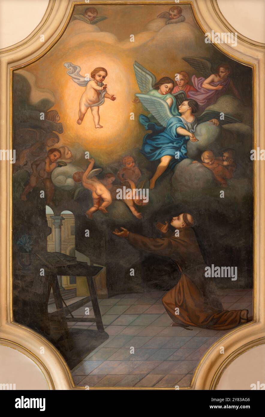 NAPLES, ITALY - APRIL 20, 2023: The fresco of Vision of St. Anthony of ...