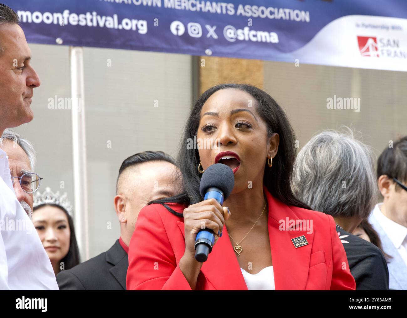 San Francisco, CA - Sept 14, 2024: Malia Cohen speaking at the opening ...