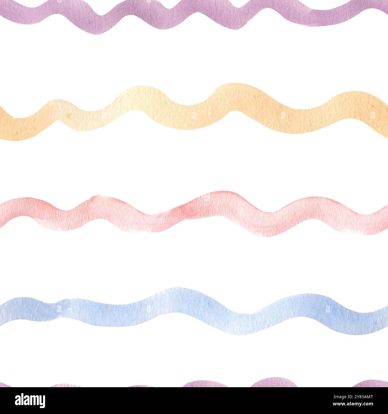 Wavy lines in a gradient of soft colors in watercolor seamless pattern ...