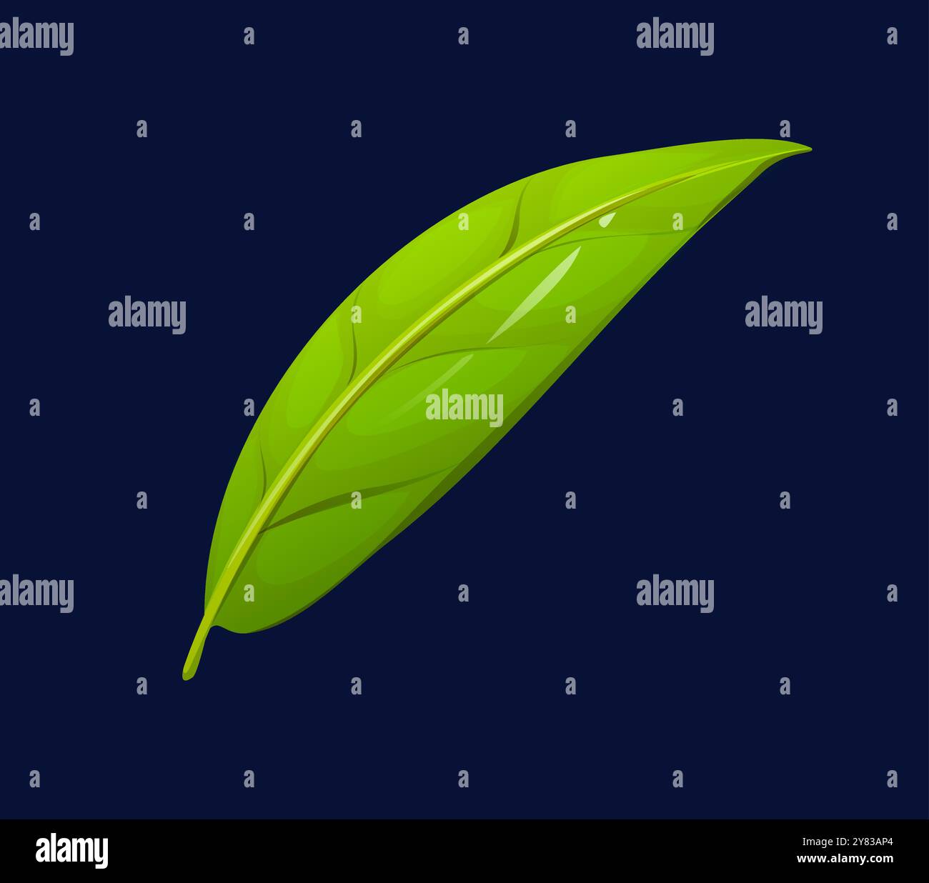 cartoon green tea leaf, isolated vector natural ingredient for brewing ...