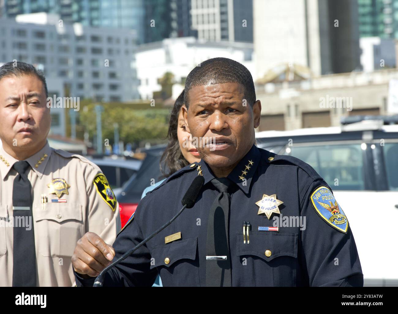 San Francisco, CA - Sept 16, 2024: Police Chief Bill Scott speaking at ...