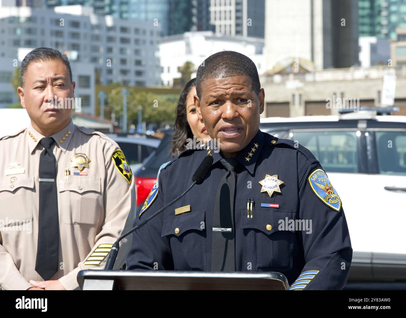 San Francisco, CA - Sept 16, 2024: Police Chief Bill Scott speaking at ...