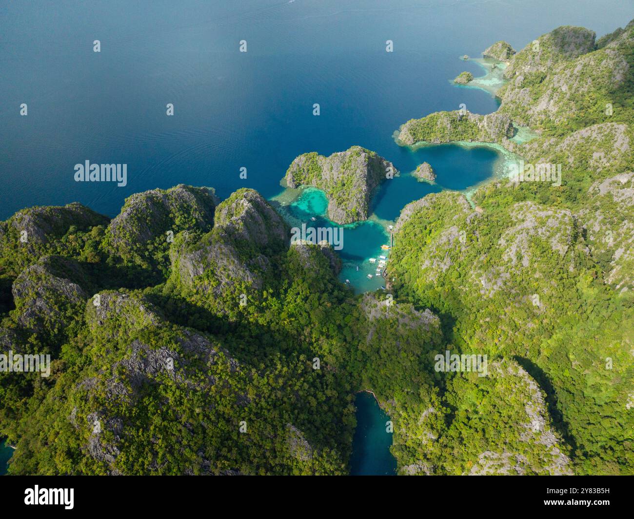 Lagoons and Lake surrounded by splendid limestone rock formation and ...