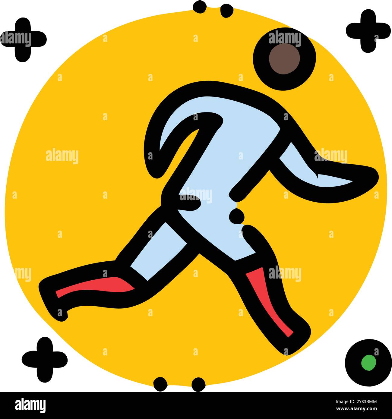 A stylized illustration of a running person. surrounded by a bright ...