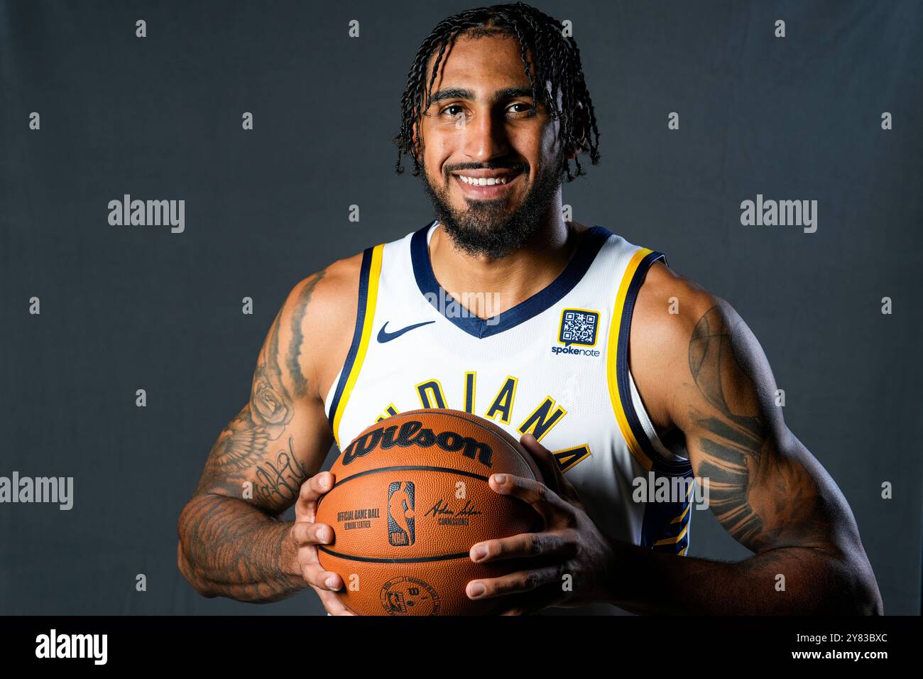 Indiana Pacers forward Obi Toppin (1) poses during the NBA basketball ...