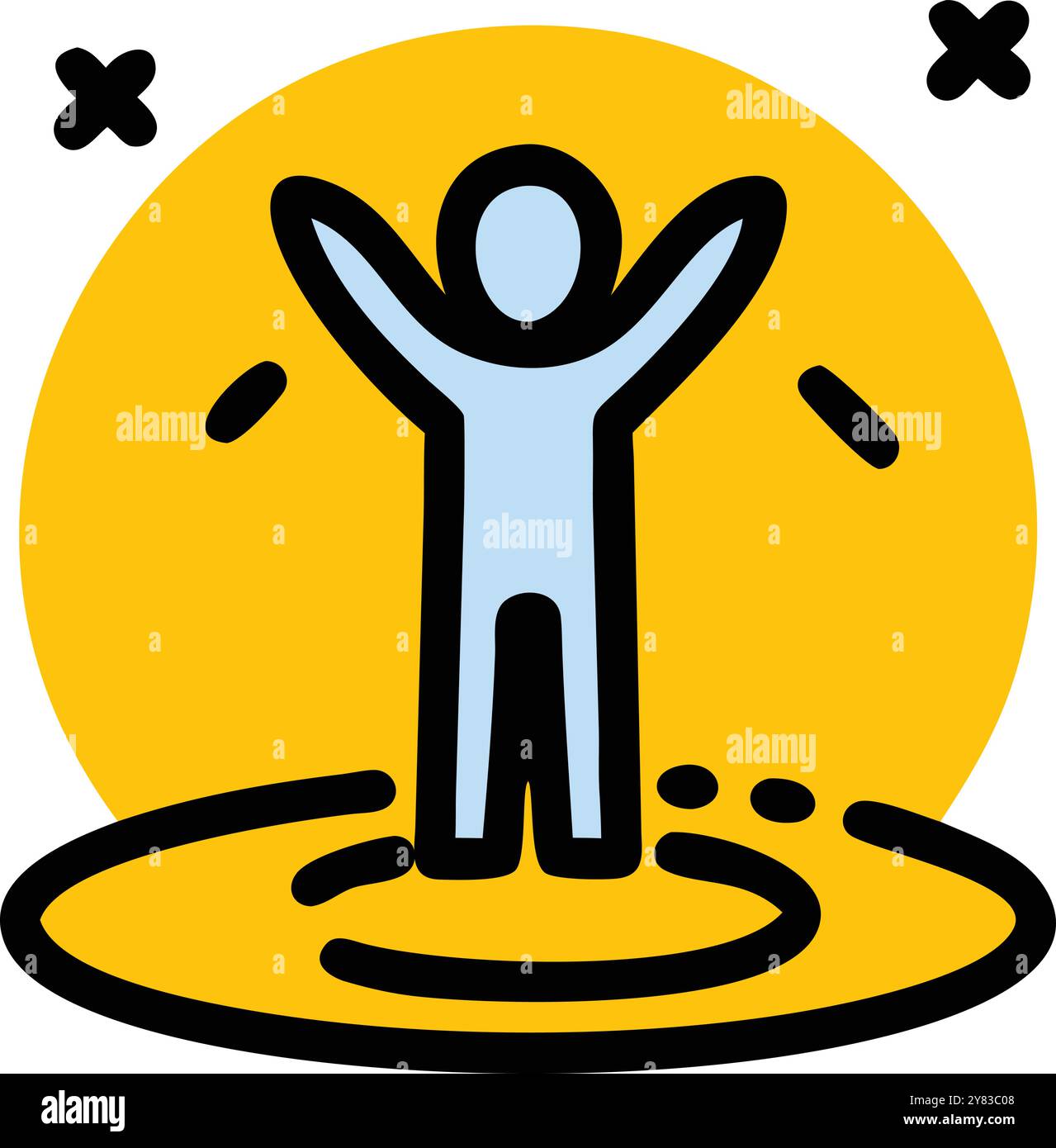 A simple yet powerful icon of a person with arms raised in victory ...