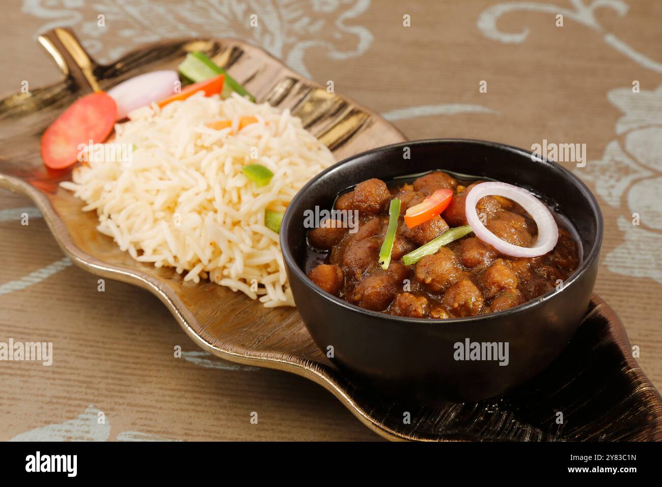 Chole Chawal or Chana Masala With Veg Pulao,Raita, Indian dish Stock ...