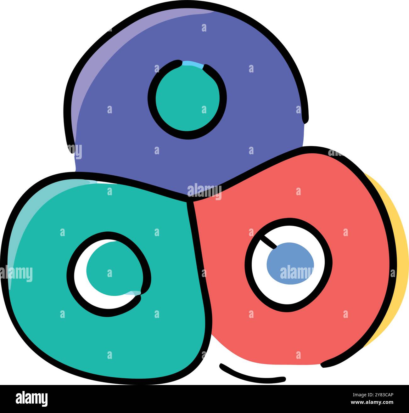 Colorful abstract design with three overlapping circles featuring ...