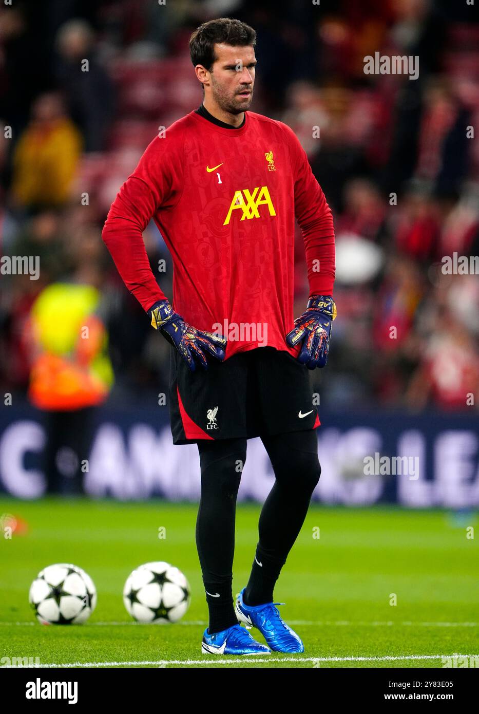 Liverpool goalkeeper Alisson Becker ahead of the UEFA Champions League ...