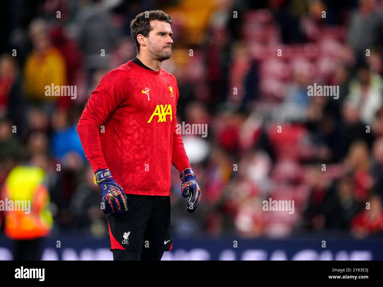 Liverpool goalkeeper Alisson Becker ahead of the UEFA Champions League ...