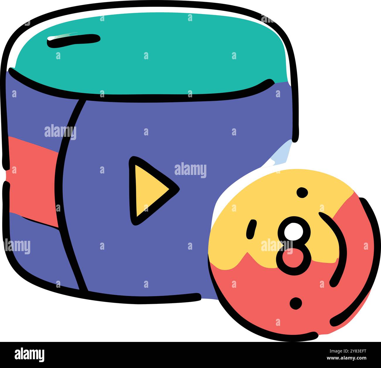 A colorful and playful icon depicting a video player with a play button ...