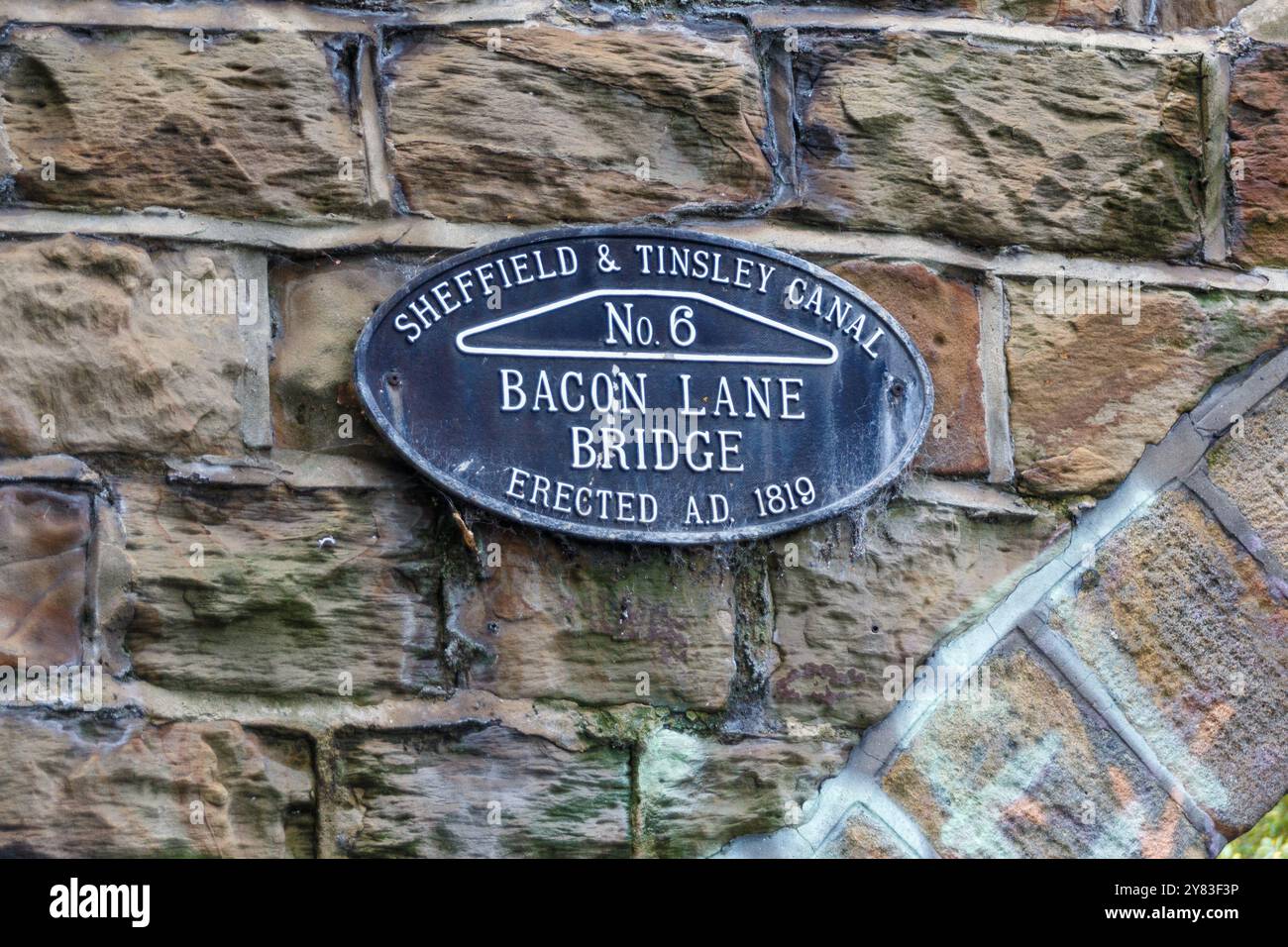 Bacon Lane Bridge sign Sheffield & Tinsley canal Stock Photo - Alamy