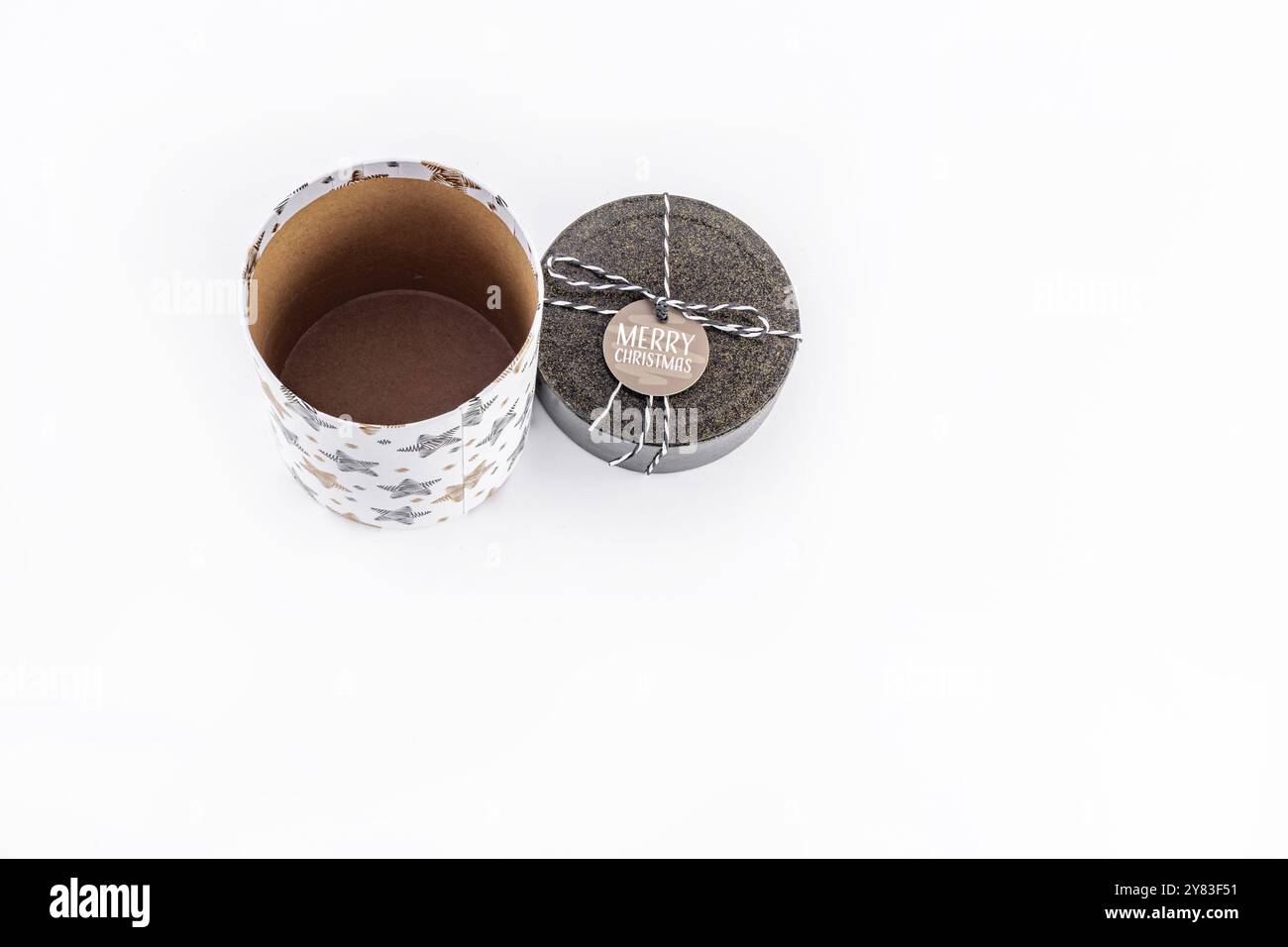 Decorative packaging for Christmas gifts, white box with opening lid on ...