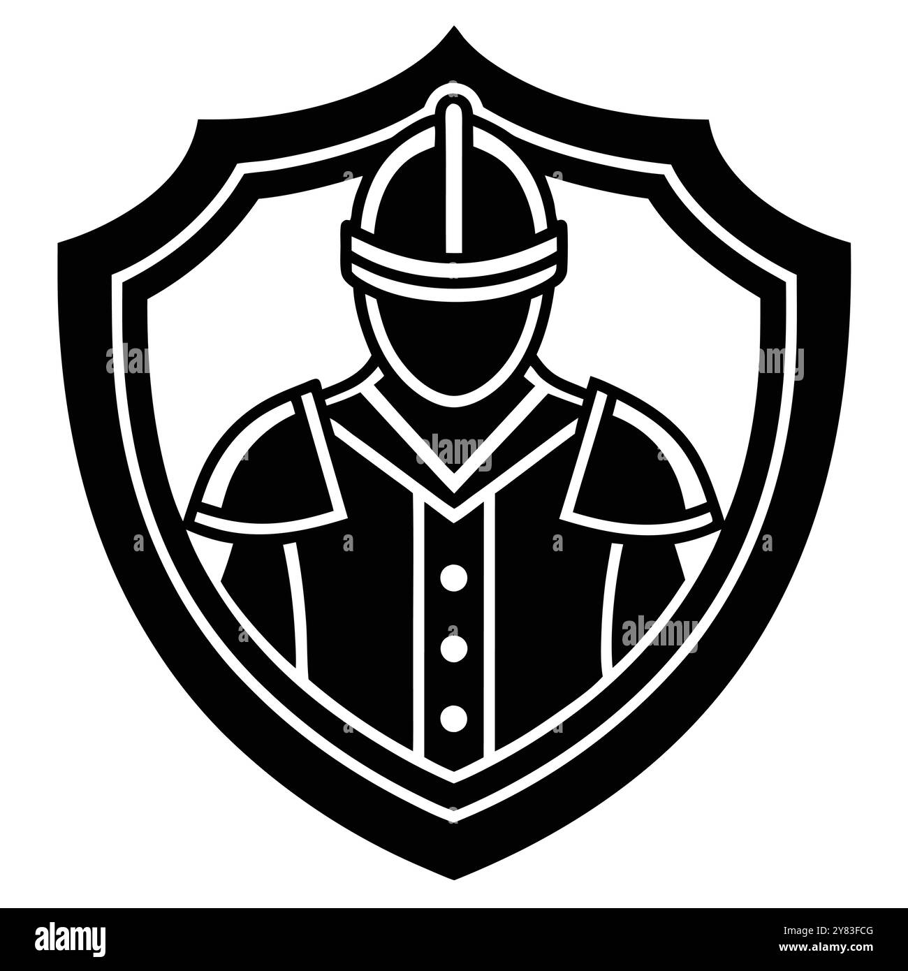 A bold and iconic illustration of a knight in a shield. Perfect for ...