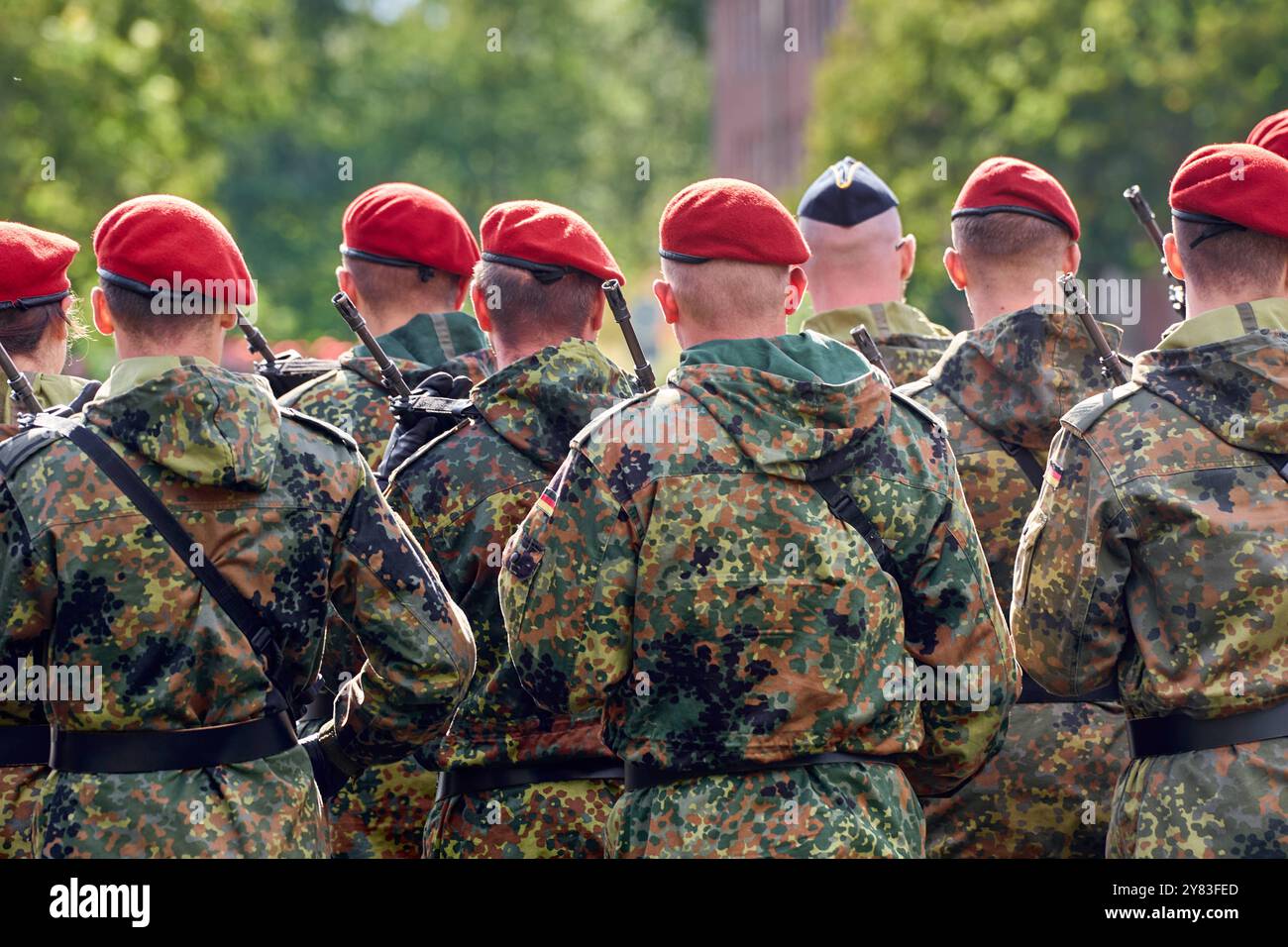 Volkach, Bavaria, Germany - October 1, 2024: A group of soldiers of the ...