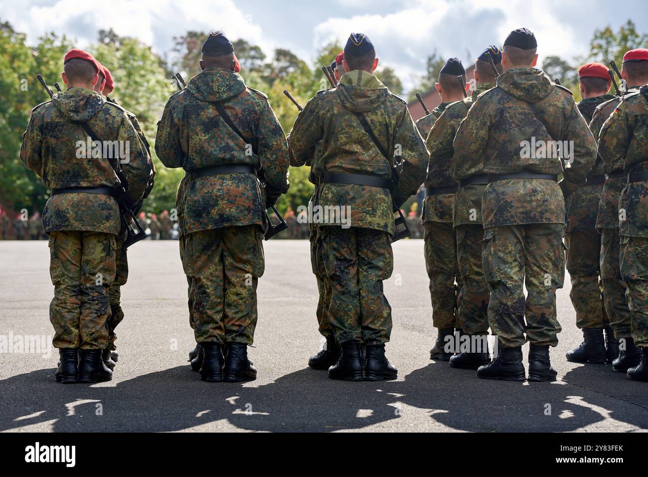 Volkach, Bavaria, Germany - October 1, 2024: A group of soldiers of the ...