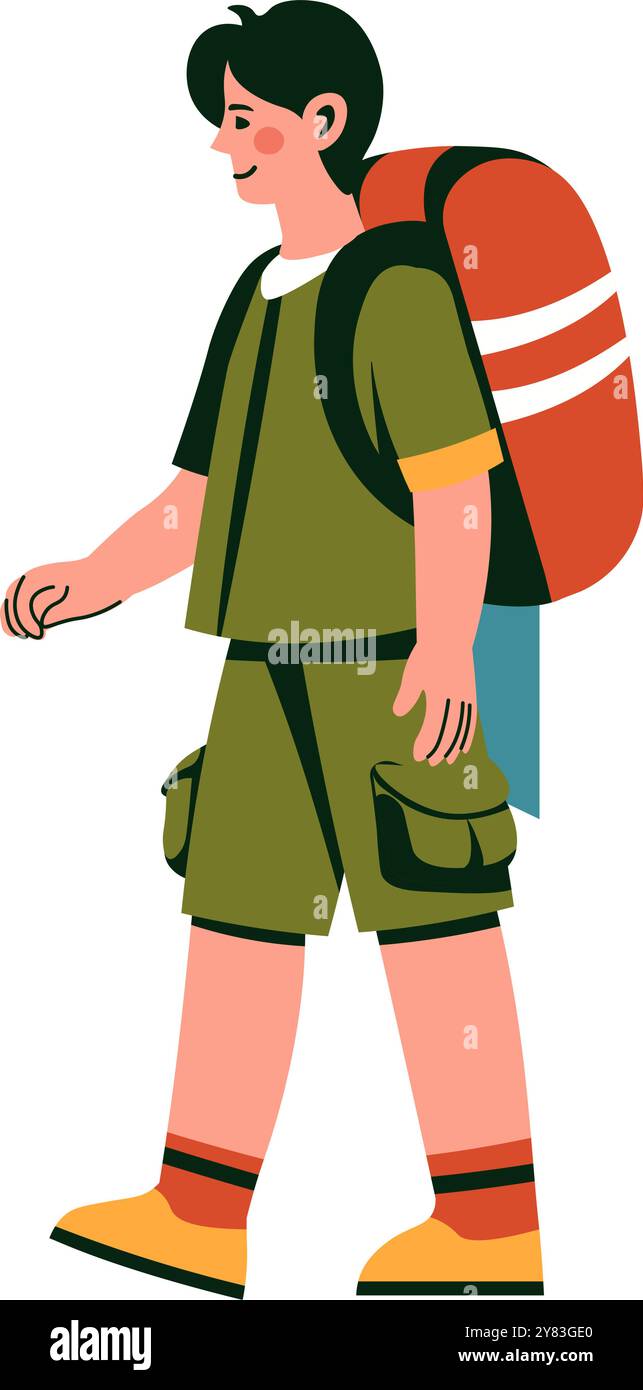 Boy Scout With Backpack Walking Stock Vector Image & Art - Alamy