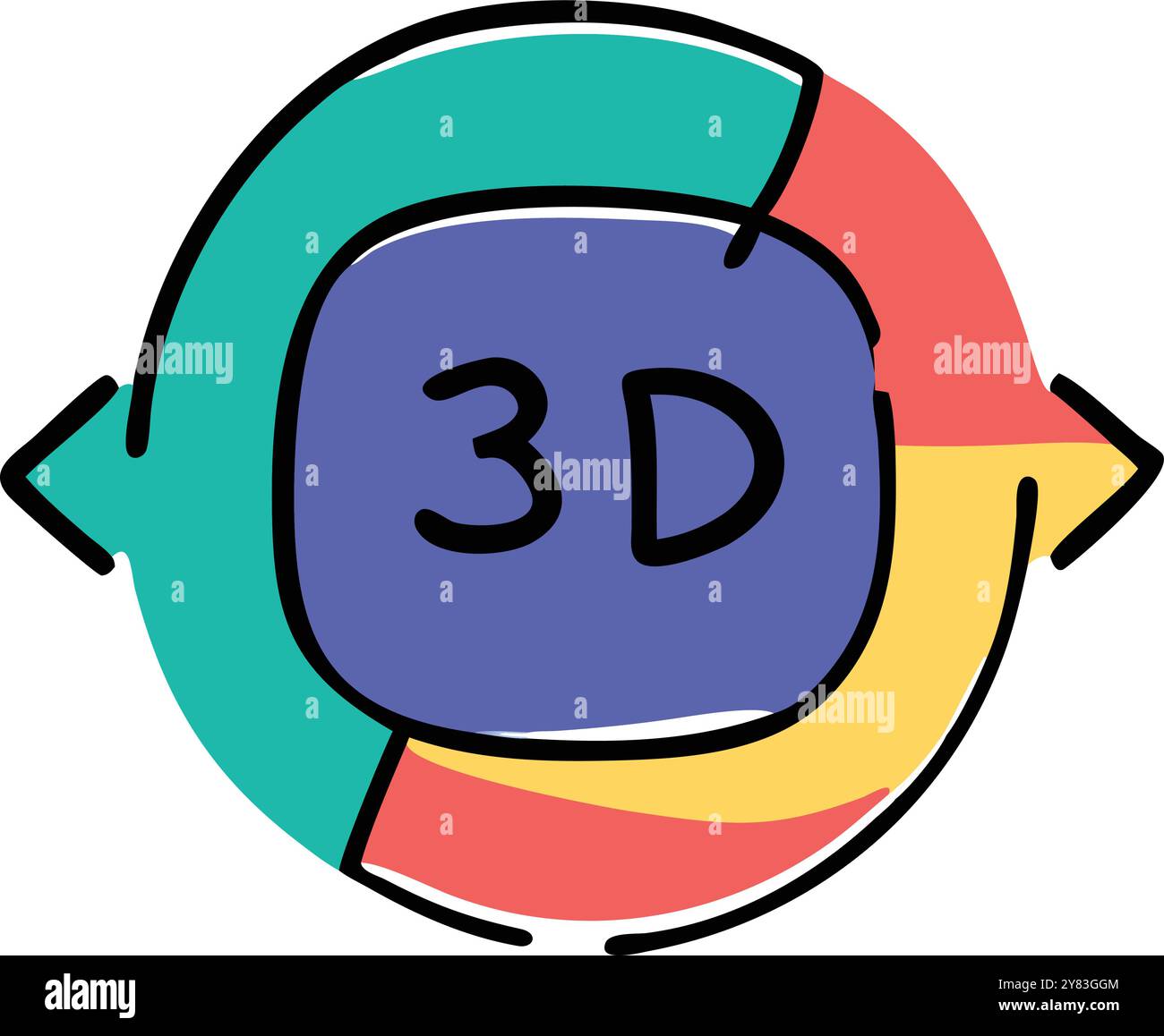 Colorful and playful 3D icon with rotating arrows. perfect for ...