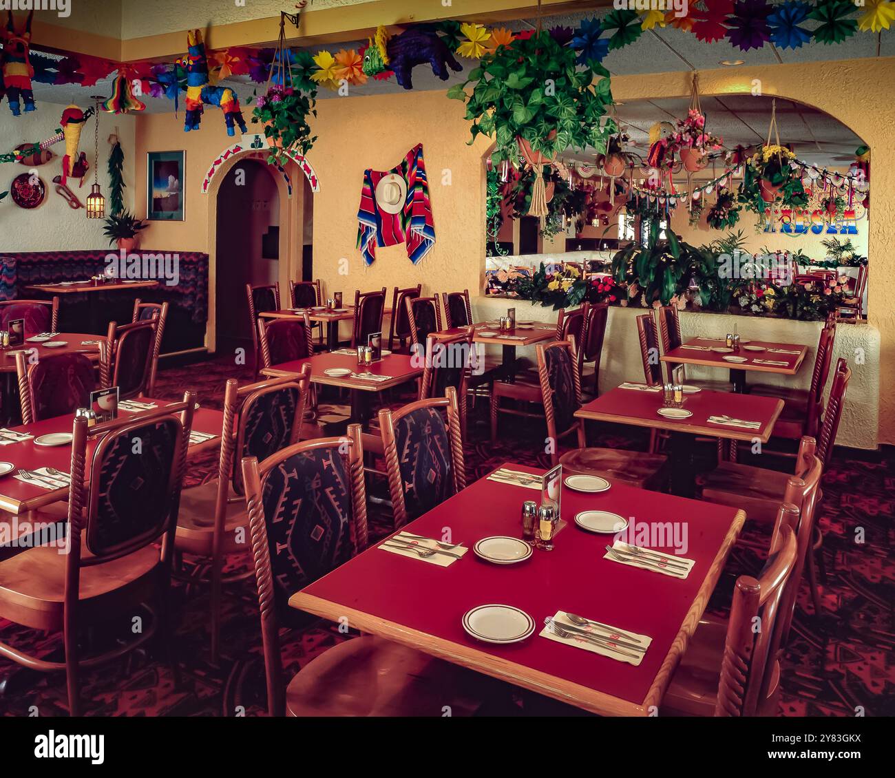 Retro architectural interior of franchised Chi Chis mexican american ...