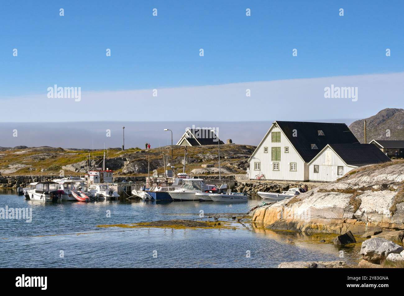 Nanortalik, Greenland - 27 August 2024: Motorboats moored in a harbour ...