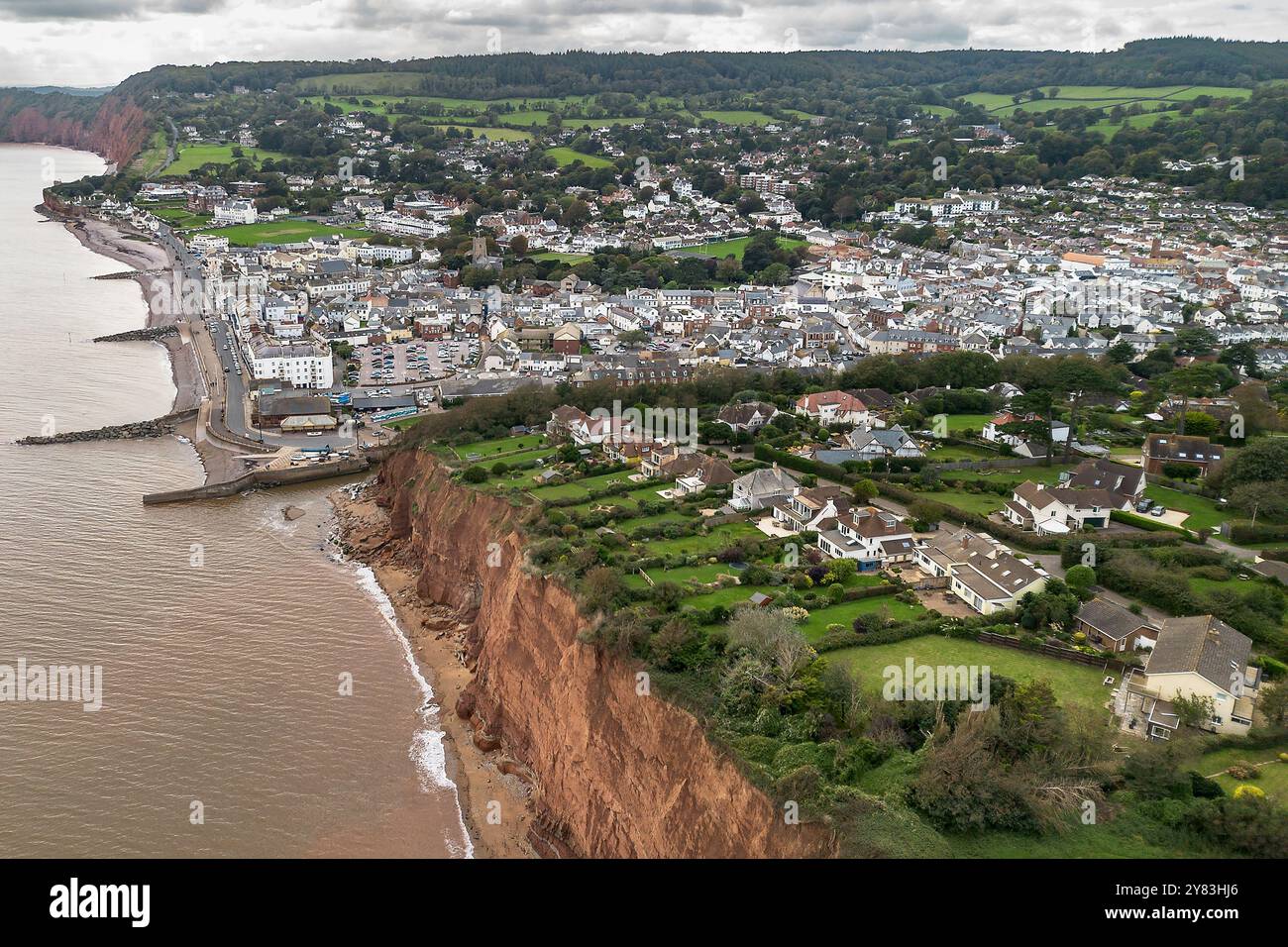 General view of properties on Cliff Road in Sidmouth, Devon, which are ...