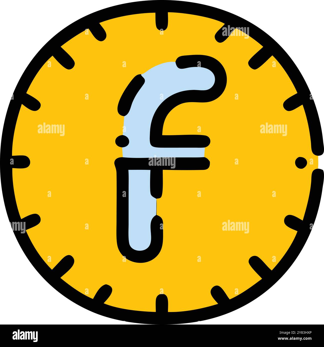 A bold. minimalist icon depicting the letter F inside a yellow circle ...