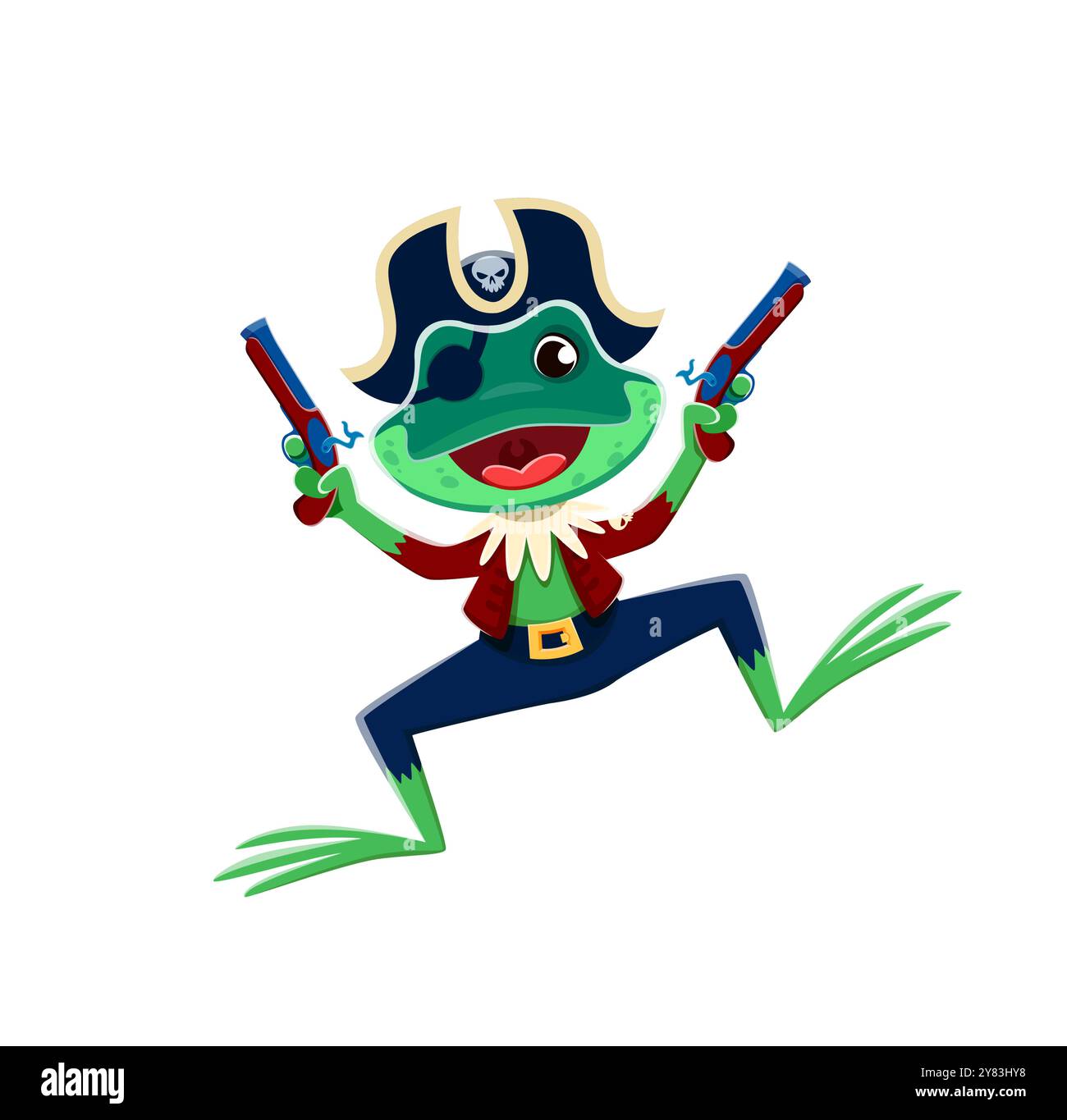 Cartoon frog animal pirate or Caribbean corsair in tricorne hat, vector ...