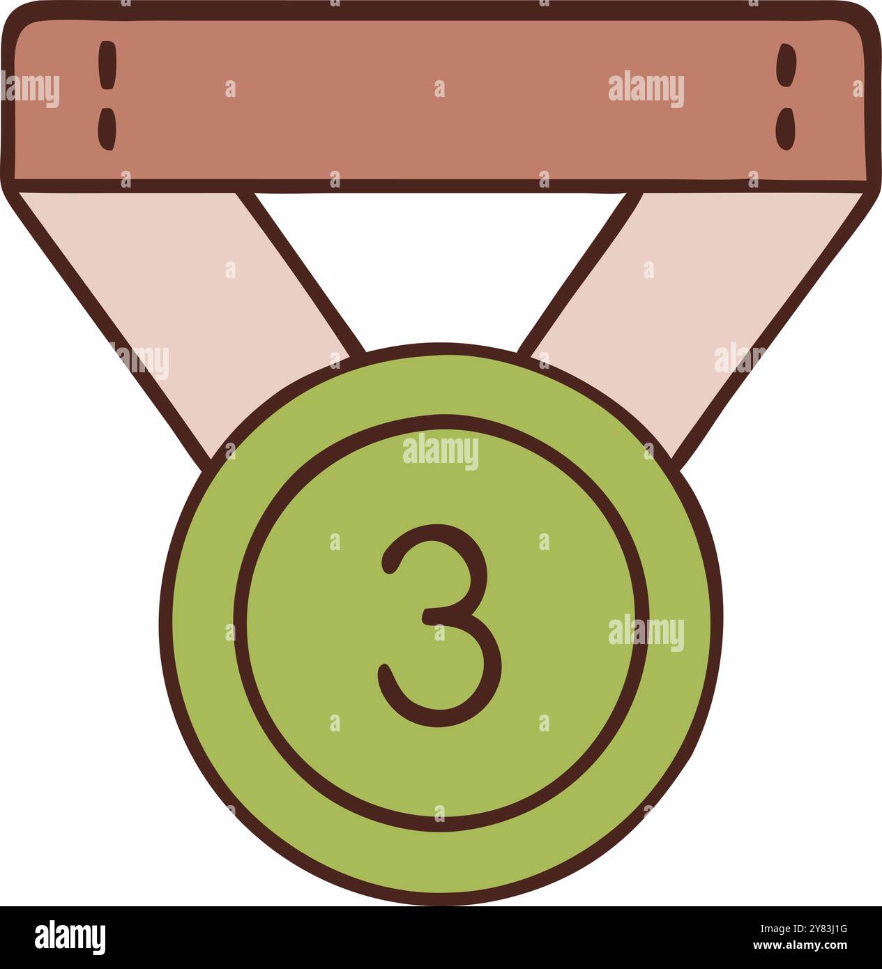 A cartoon illustration of a bronze medal with a number 3 on it. The ...