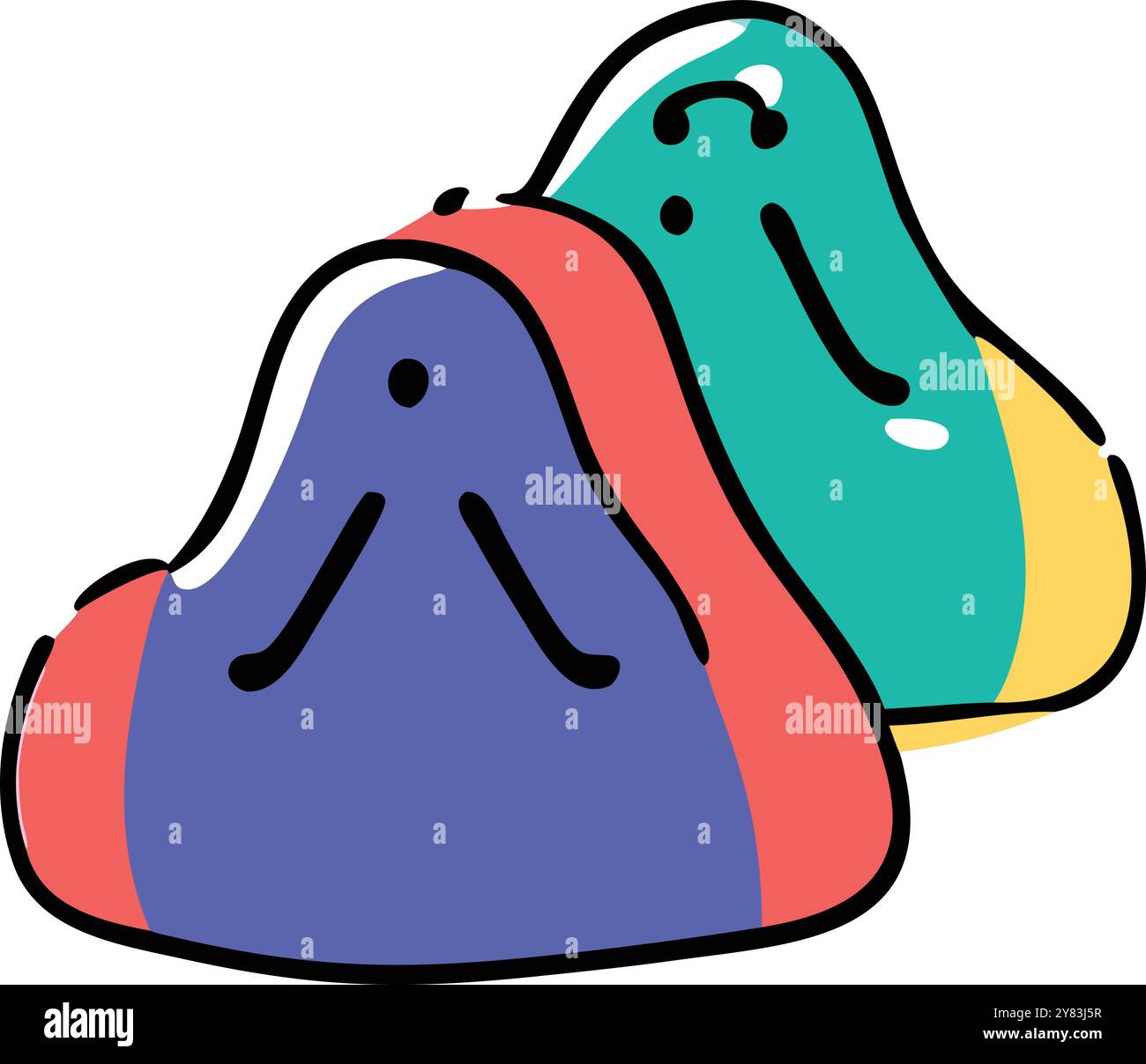 Cute cartoon illustration of two colorful blob characters. perfect for ...