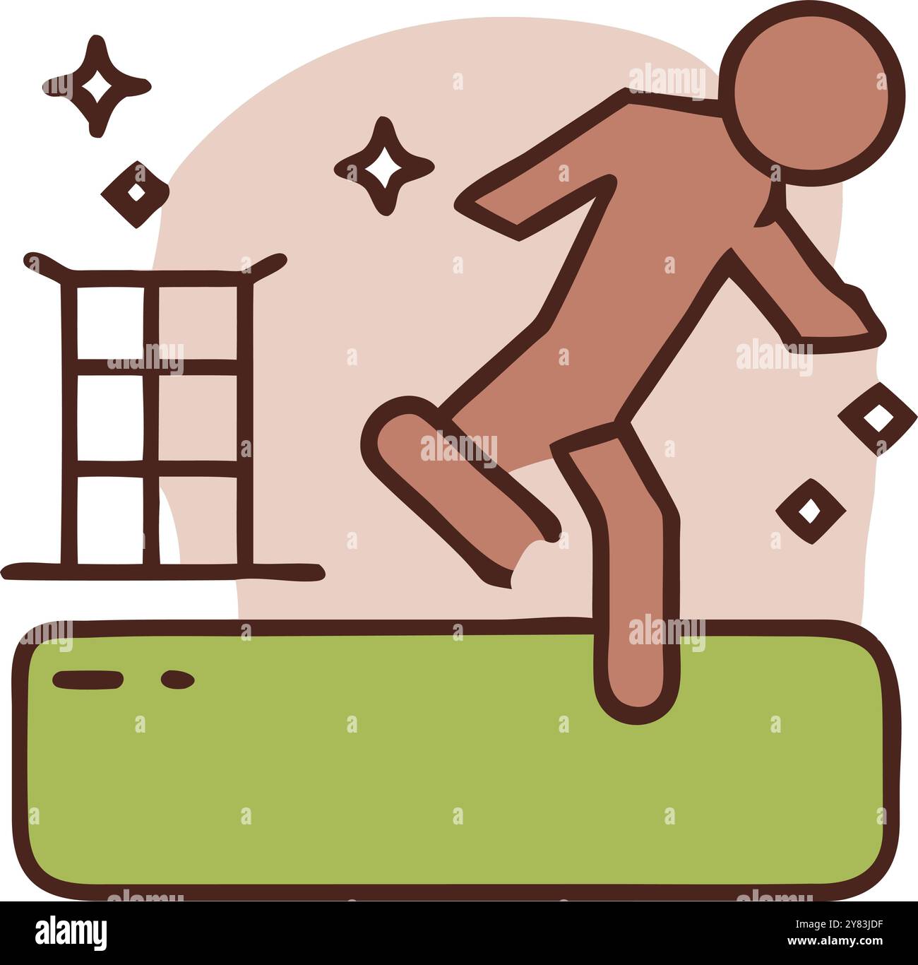Simple and colorful illustration of a person achieving success. with a ...