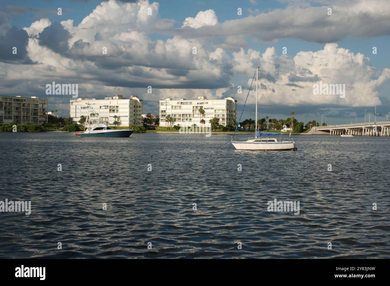 View from over intercoastal towards blue near Corey Causeway Drawbridge ...